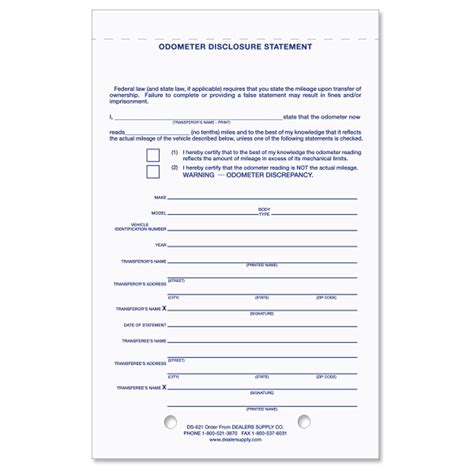 Odometer Statements Powersports Dealer Supply