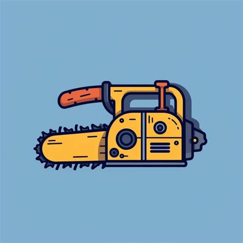 Premium Ai Image Flat Color Chainsaw Logo Vector