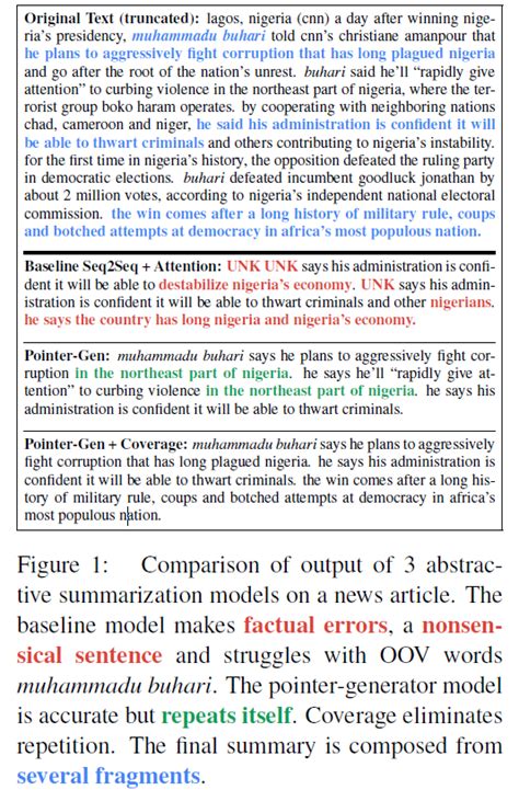 《get To The Point Summarization With Pointer Generator Networks》阅读笔记 知乎