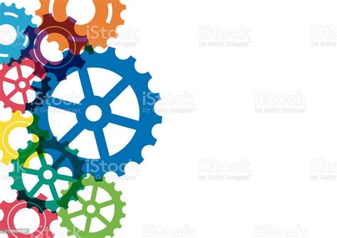 추상 창조적인 다채로운 기어 휠 메커니즘 배경입니다 기계 장부 기술입니다 팀워크 개념입니다 벡터 일러스트 레이 션 기어 기계