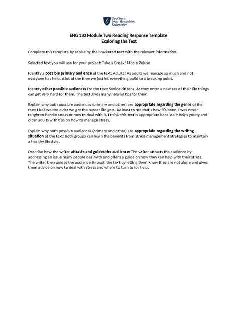 Eng 130 Module Two Reading Response Template Eng 130 Module Two
