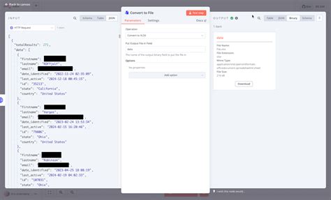trouble converting json to csv or excel doc questions n8n community