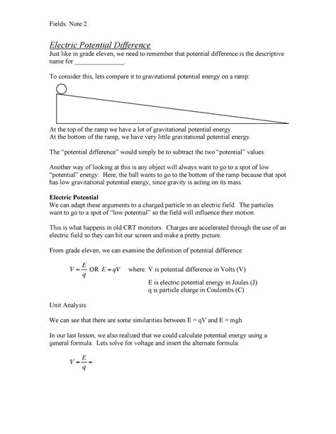 Potential Difference Definition