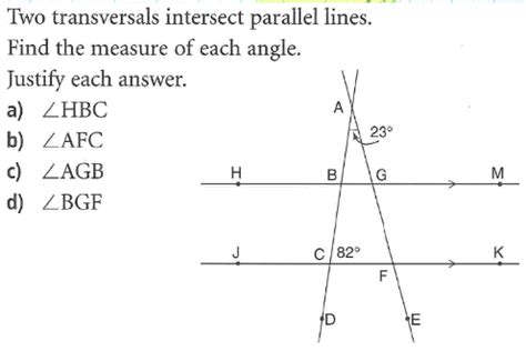 Solved Two Transversals Intersect Parallel Lines Find The Chegg