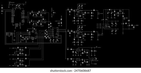 Schematic Diagram Electronic Device Vector Drawing Stock Vector