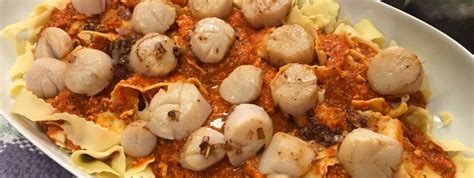 Scallops With Pasta And Romesco Sauce Sparkle Markets Recipe Archive