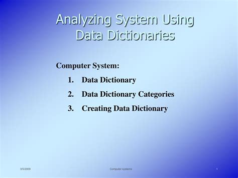 Ppt Analyzing System Using Data Dictionaries Powerpoint Presentation