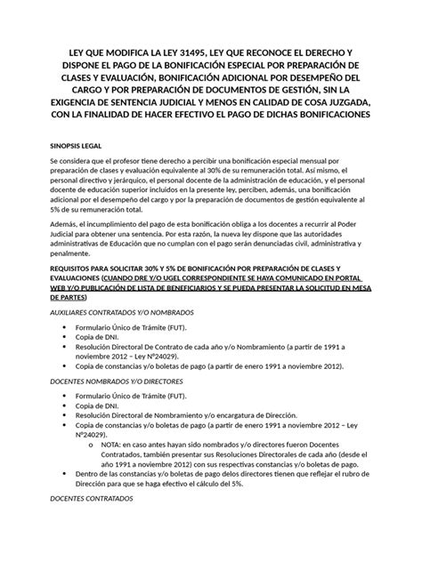 Ley Que Modifica La Ley 31495 Pdf