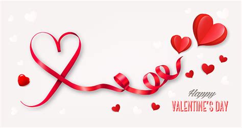 해피 발렌타인 데이 하트 모양 리본과 빨간 마음으로 카드를 받고 벡터 0명에 대한 스톡 벡터 아트 및 기타 이미지 0명 2