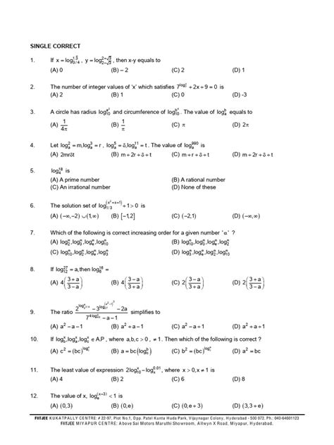 Logarithm Practice Work Sheet Pdf Numbers Mathematical Objects