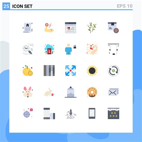 25 Thematic Vector Flat Colors And Editable Symbols Of Delivery Nature Internet Easter Buds