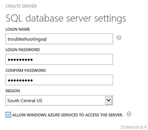Creating The Azure Sql Database Troubleshootingsql