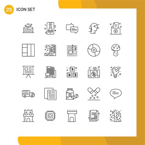 User Interface Pack Of 25 Basic Lines Of File Provider Chat Path Forward Editable Vector Design