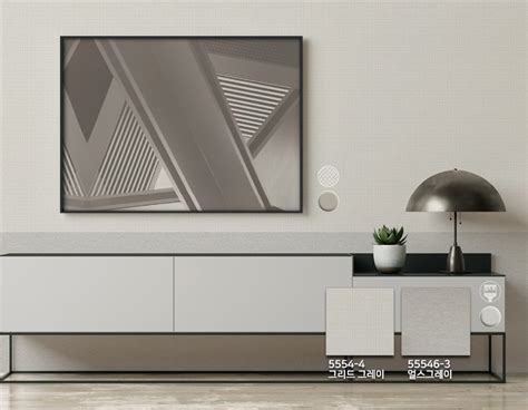 디아이디 벽지 포근하면서도 모던한 페인트 터치의 컬러벽지에 잔잔한 그리드 무늬의 조합은 단색 벽지의