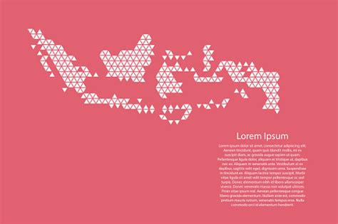 인도네시아 지도 배너 포스터 인사말 카드에 대 한 노드와 핑크 산호 색 배경에 기하학적 패턴을 반복 흰색 삼각형에서 추상적인