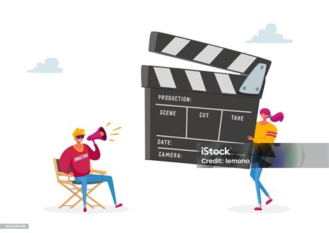 Ilustración De Proceso De Creación De Películas Con Personaje De