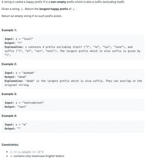 1392 longest happy prefix kickstart coding