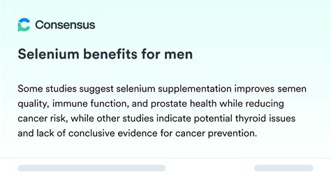 Selenium Benefits For Men Consensus Academic Search Engine