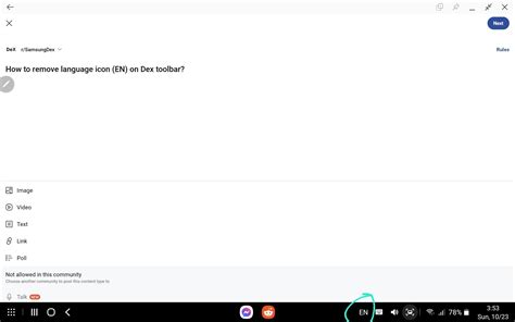 how to remove language icon en on dex toolbar r samsungdex