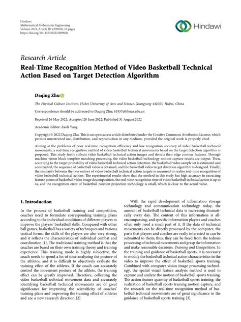 PDF Real Time Recognition Method Of Video Basketball Technical Action
