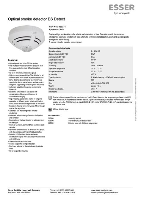 800271 Ficha Técnica Esser Ibd Global España Mayorista Cctv Y Distribuidor Oficial Dahua España