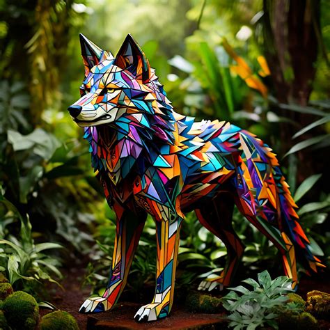 A Majestic Triangular Wolf Made Entirely Of Geometric Shapes By Mun Tech Playground