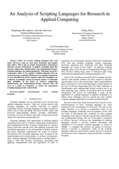 pdf an analysis of scripting languages for research in applied computing