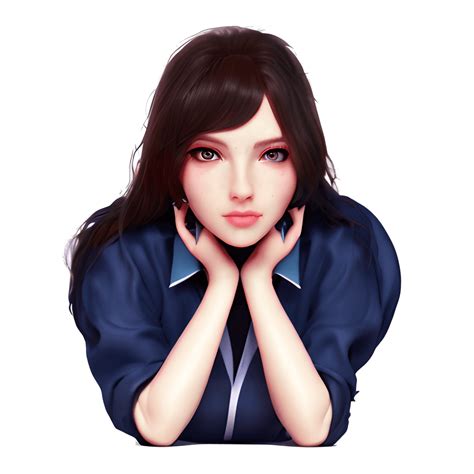 Beautiful Woman Brunette On Desk With Computer Hyper Realistic Portrait · Creative Fabrica