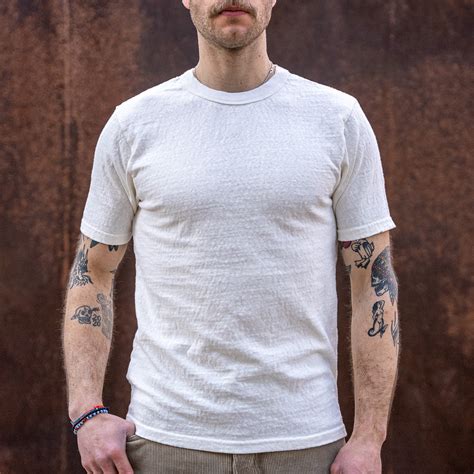 Ues No8 95oz Heavyweight Slub Nep T Shirt White