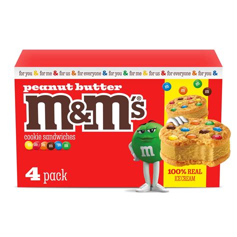 Mandms Peanut Butter Ice Cream Cookie Sandwiches 14 Fl Oz 4 Pack