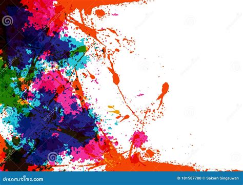 Abstract Vector Splatter Multicolor On White Background Design