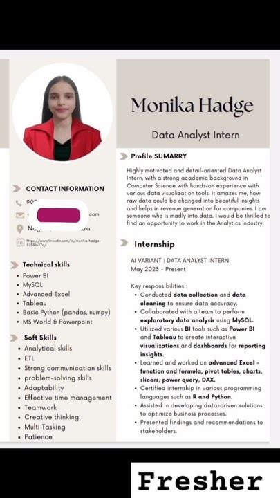 How To Create Data Analyst Freshers Resume Dataanalytics Datascience Freshersjobs Youtube