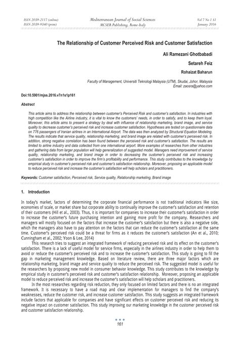 Pdf The Relationship Of Customer Perceived Risk And Customer Satisfaction