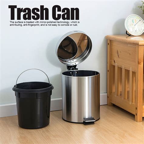 3l Household Trash Can Stainless Steel Step Pedal Grandado