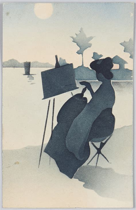月夜の湖畔で絵を描く女性 ToMuCo Tokyo Museum Collection