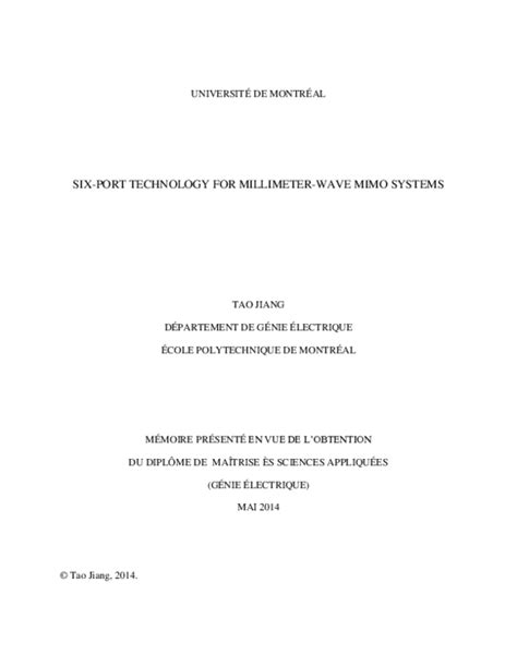 Pdf Six Port Technology For Millimeter Wave Mimo Systems Mourad Nedil