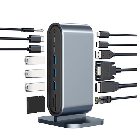 Leitor De Cartão Tf Vertical 12 Em 1 Usb C Hub 3 0 4k Hdmi Dock Station