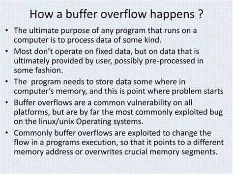 Buffer Overflow Explained Pptx Programming Languages Computing