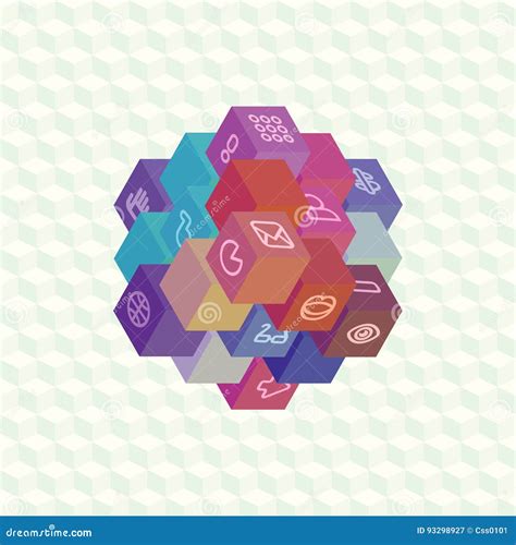Isometric Projection Infographic Array Of Cubes Stock Vector Illustration Of Backdrop Pattern