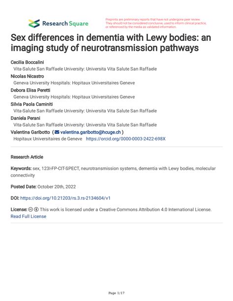 Pdf Sex Differences In Dementia With Lewy Bodies An Imaging Study Of