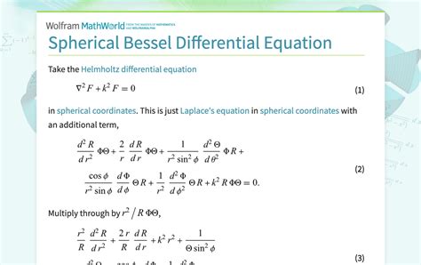 Spherical Bessel Differential Equation From Wolfram Mathworld