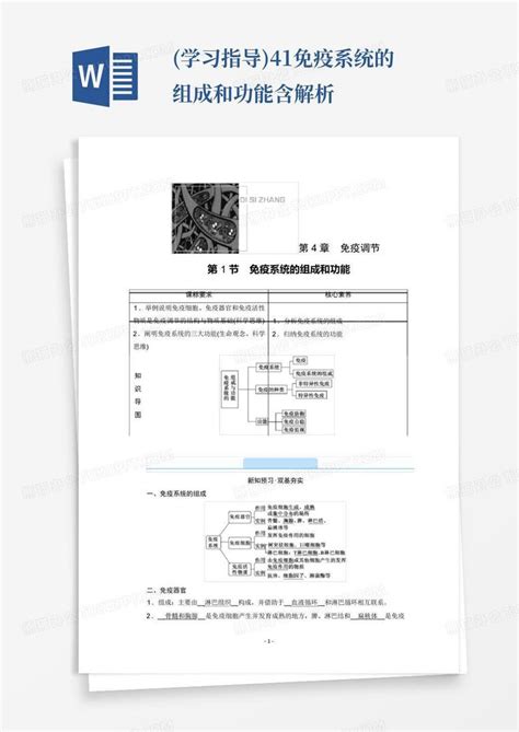 学习指导 4 1免疫系统的组成和功能含解析word模板下载 编号qwdagogx 熊猫办公