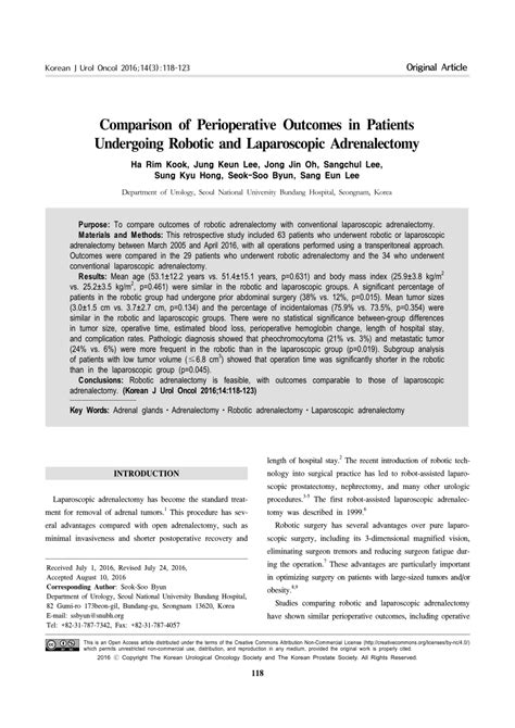 Pdf Comparison Of Perioperative Outcomes In Patients Undergoing Robotic And Laparoscopic
