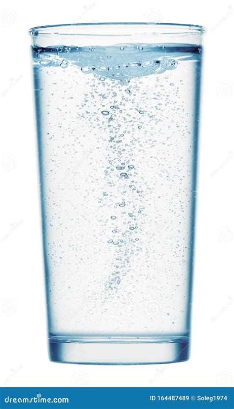 One Glass Of Sparkling Water On A White Background Isolated Object