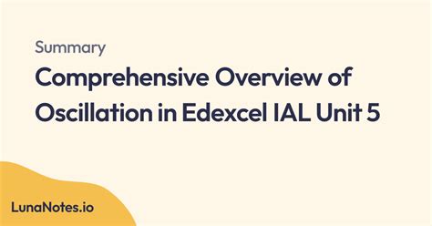 comprehensive overview of oscillation in edexcel ial unit 5 video