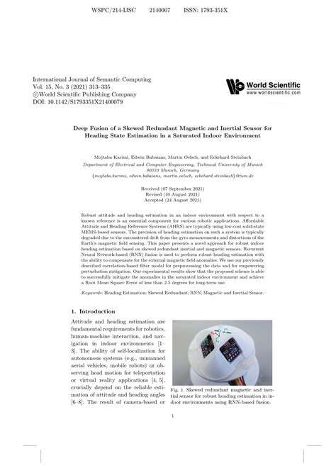 Pdf Deep Fusion Of A Skewed Redundant Magnetic And Inertial Sensor For Heading State