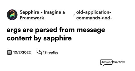 Args Are Parsed From Message Content By Sapphire Sapphire Imagine A Framework