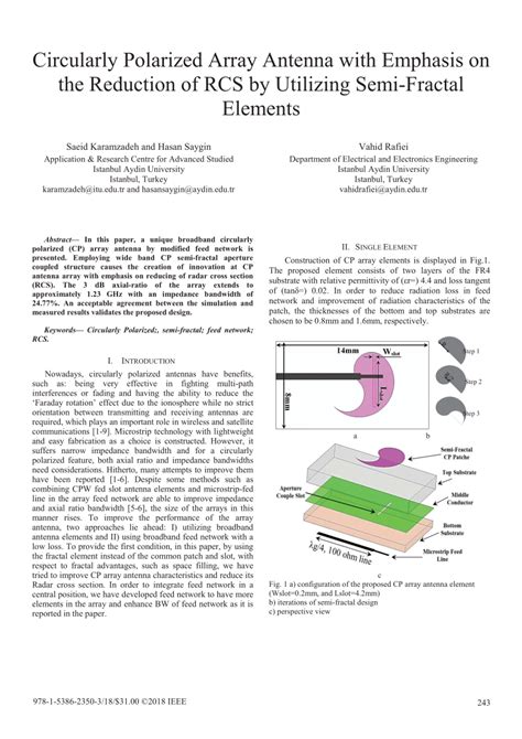 Pdf Circularly Polarized Array Antenna With Emphasis On The Reduction Of Rcs By Utilizing Semi