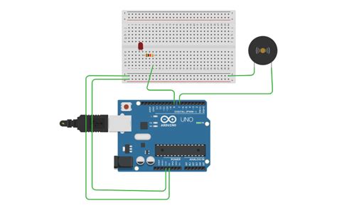 Circuit Design Buzzer And Led For 3 Seconds Interval Tinkercad