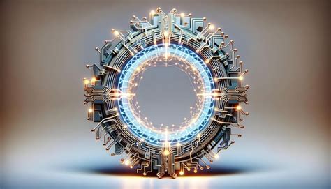 3d Quantum Circuit Border With Glowing Lines And Central Copy Space Concept As A Quantum Themed